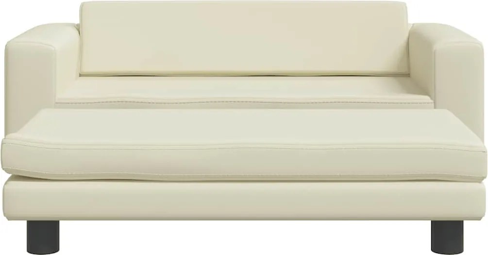 Dětská pohovka s podnožkou krémová 100 x 50 x 30 cm umělá kůže 3196415