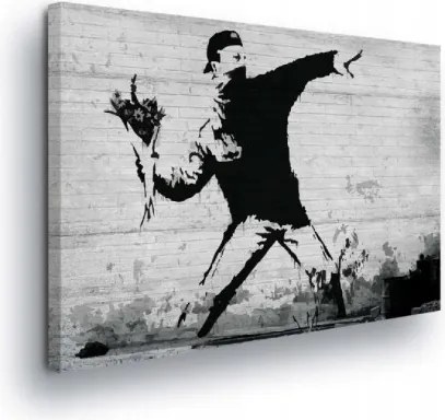 Obraz 80x60 Banksy Květinář pouliční umění graffiti šablona protest pokoj