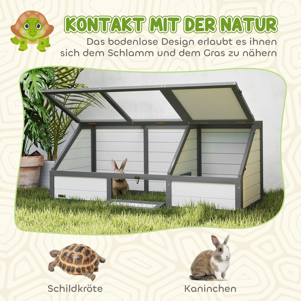 PawHut Krabička na želvy, venkovní výběh pro želvy, bezpodlahový design, snadno otevřitelné, dům pro želvy, bílá
