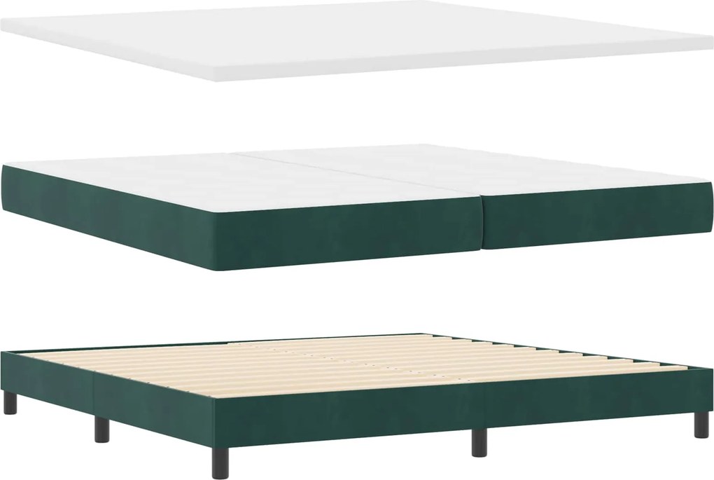 Postel s boxspringem s čelo Tmavě zelená 200 x 200 cm samet 3340463