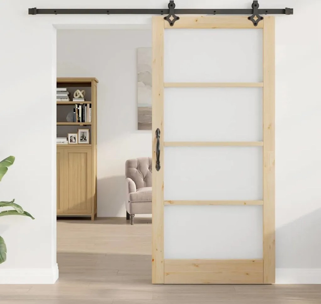 vidaXL Posuvné dveře ORKDAL Přirozená a černá 93 x 202 cm [3332203]
