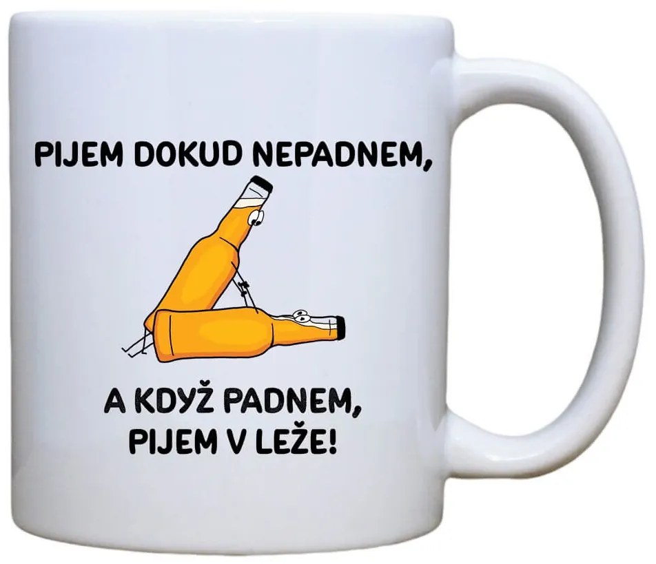 Super plecháček Keramický hrnek s potiskem Pijem Objem a motiv: 300 ml černý lem