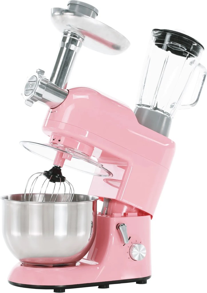 TEMPO-KONDELA KANTE, kuchyňský robot, 1800 W, 5 l, růžová / chrom