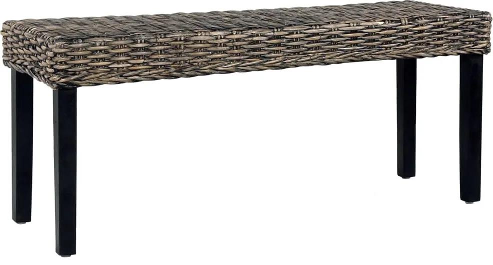 vidaXL Lavice 110 cm přírodní kubu ratan a masivní mangovník [285789] Barva: Hnědá