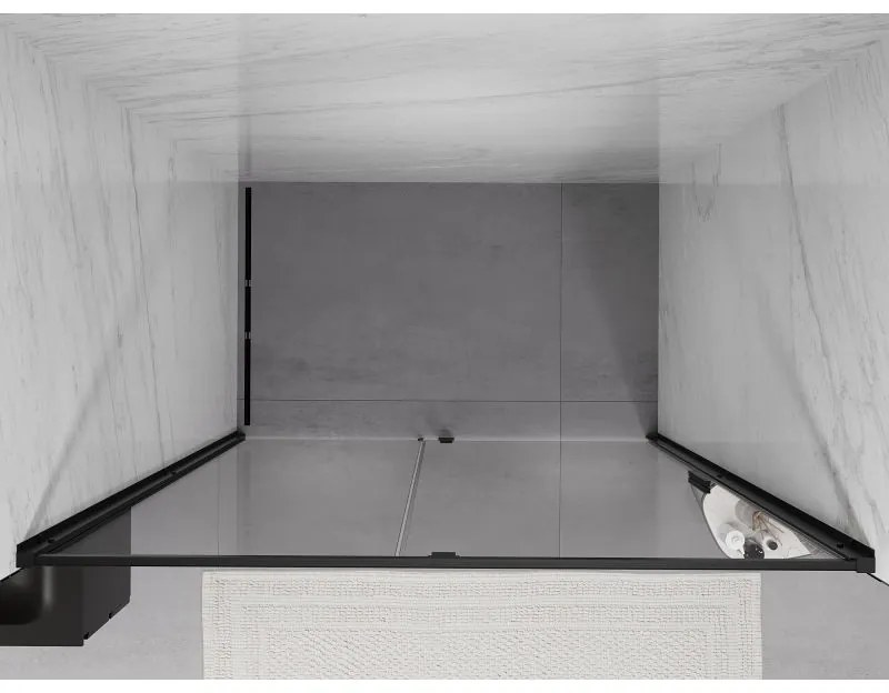 Mexen Exo, 1-křídlé dveře do otvoru 130x200 cm, 6mm čiré sklo, černý profil, 819-130-000-70-00