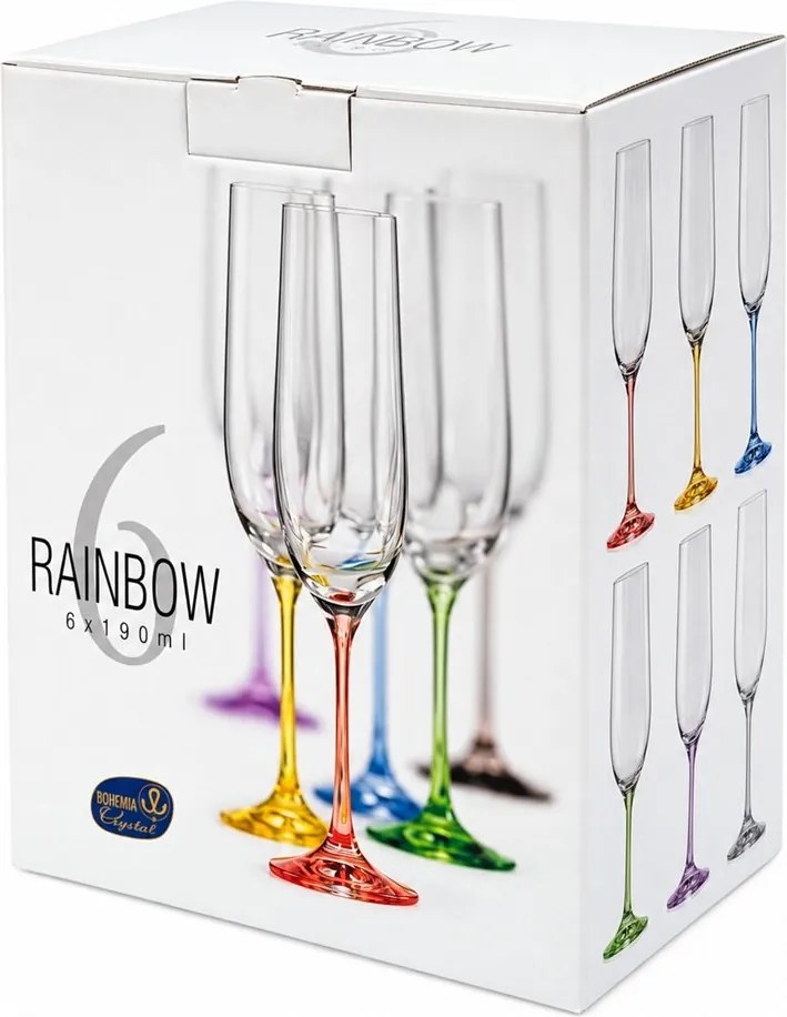 Crystalex Sklenice na šumivé víno Viola Rainbow 190 ml 6 ks