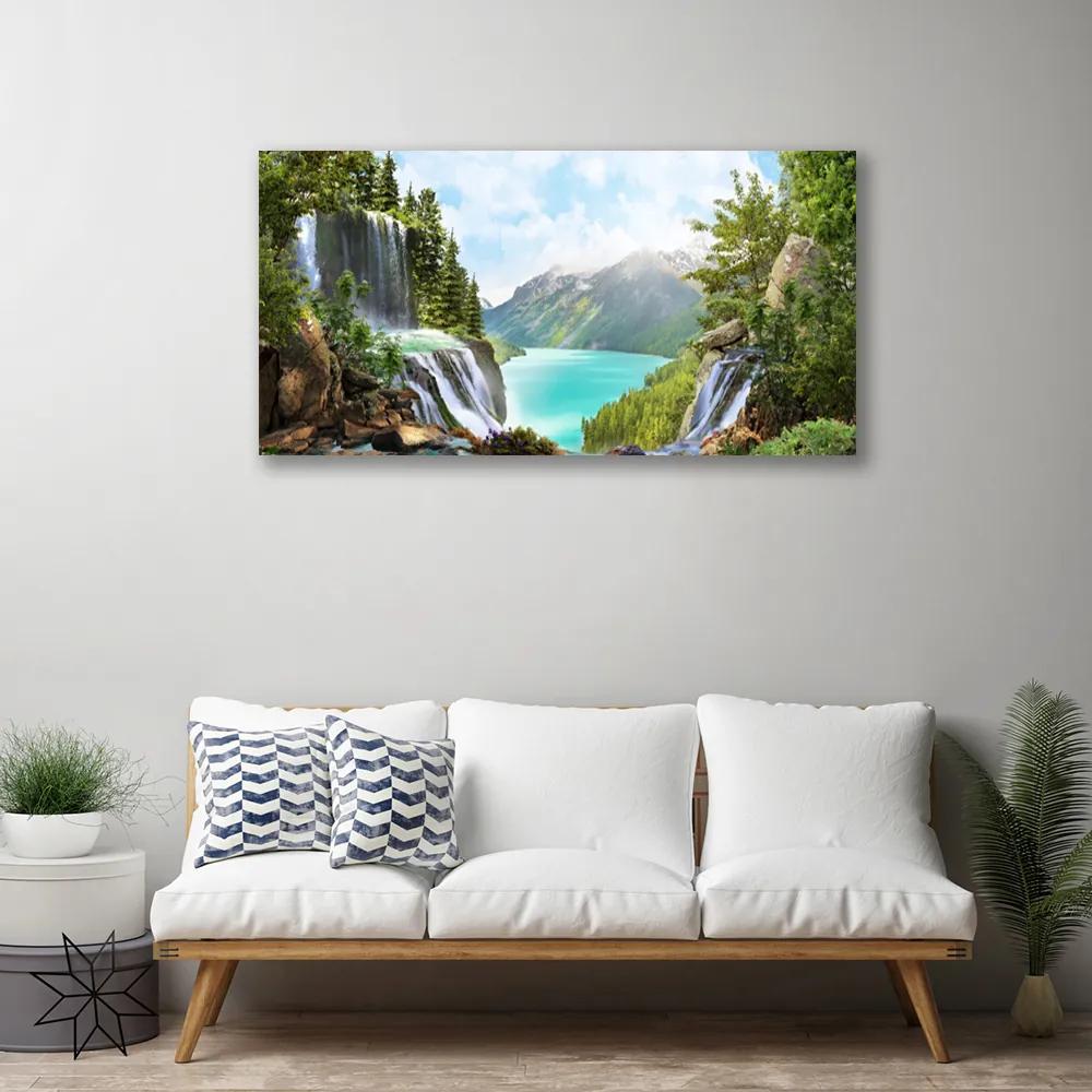 Obraz na plátně Záliv Vodopád Hory 125x50 cm