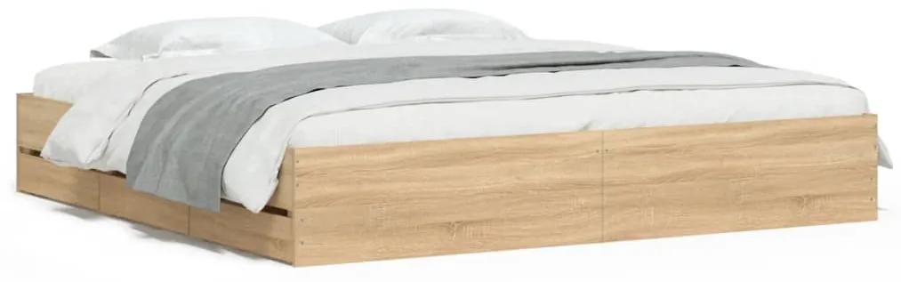 vidaXL Rám postele se zásuvkami dub sonoma 200x200 cm kompozitní dřevo