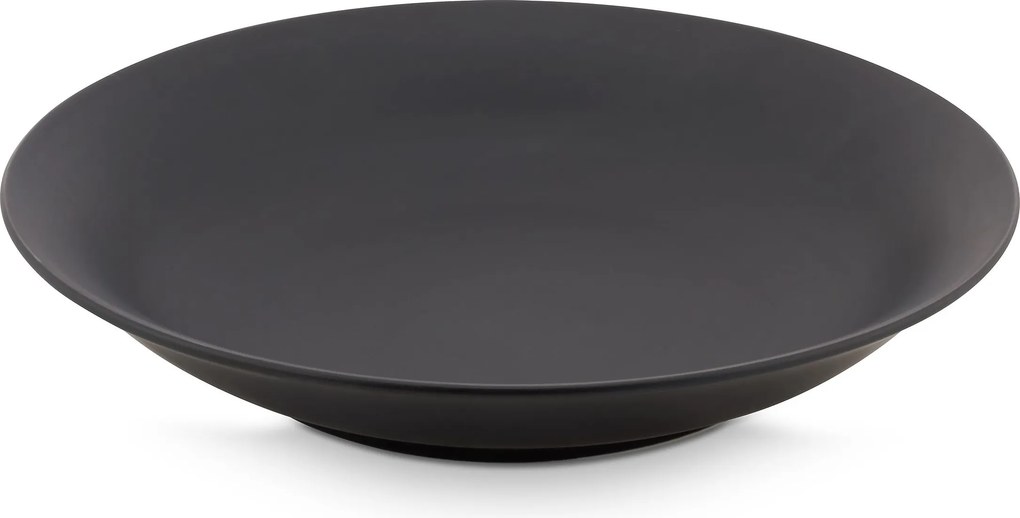 vtwonen Matt Black hluboký talíř Ø 25,5 cm, černý matný (Porcelánový polívkový talíř v černé matné barvě)