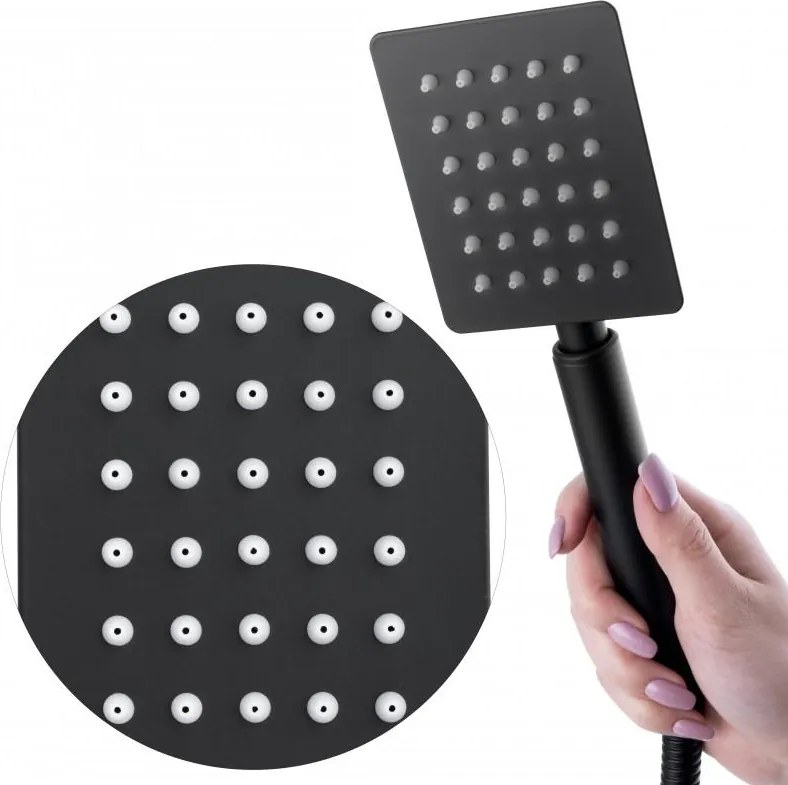 Erga Dual, podomítková sprchová souprava s dešťovou hlavicí 30x30 cm, i-BOX instalační systém, černá matná, ERG-YKA-BP.DUAL30-BLK