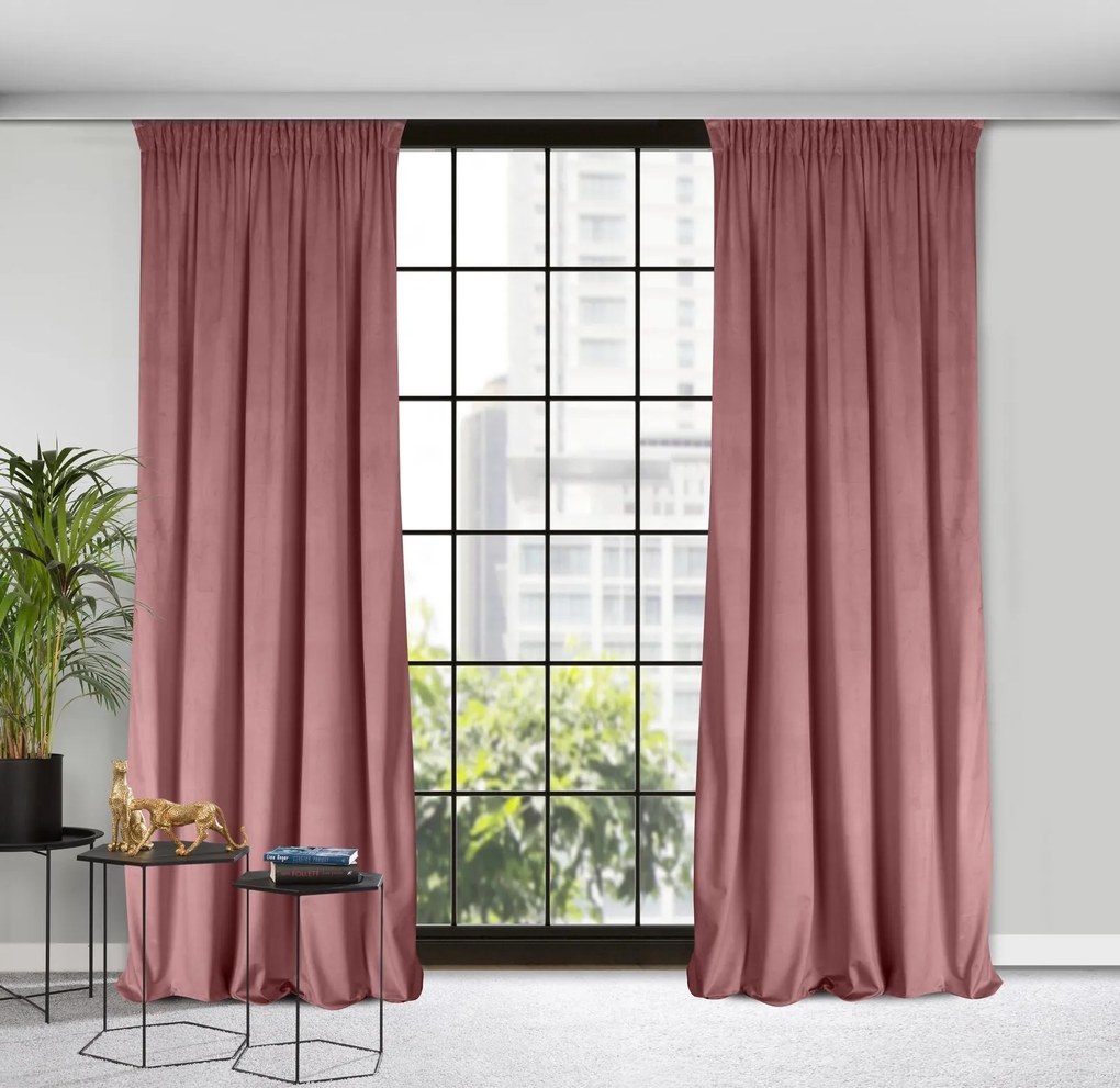 ZATEMŇOVACÍ ZÁVĚS NA PÁSCE ROSA 140X270 CM STARORŮŽOVÁ