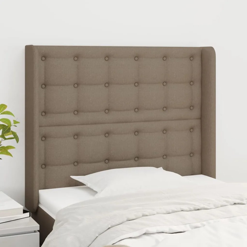 Čelo postele typu ušák taupe 93x16x118/128 cm textil