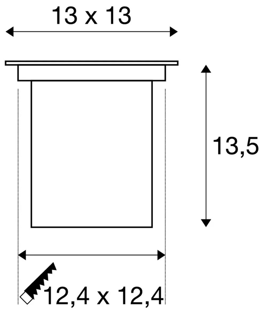 SLV Dasar 70 Square zápustné svítidlo do země 1xGU10 nerez, s nastavitelným směrem svícení, 13 x 13cm, IP67