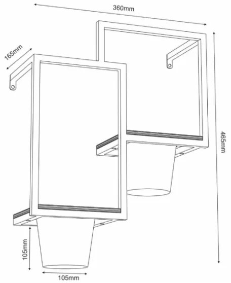 Nástěnný květináč 46x36 cm černá