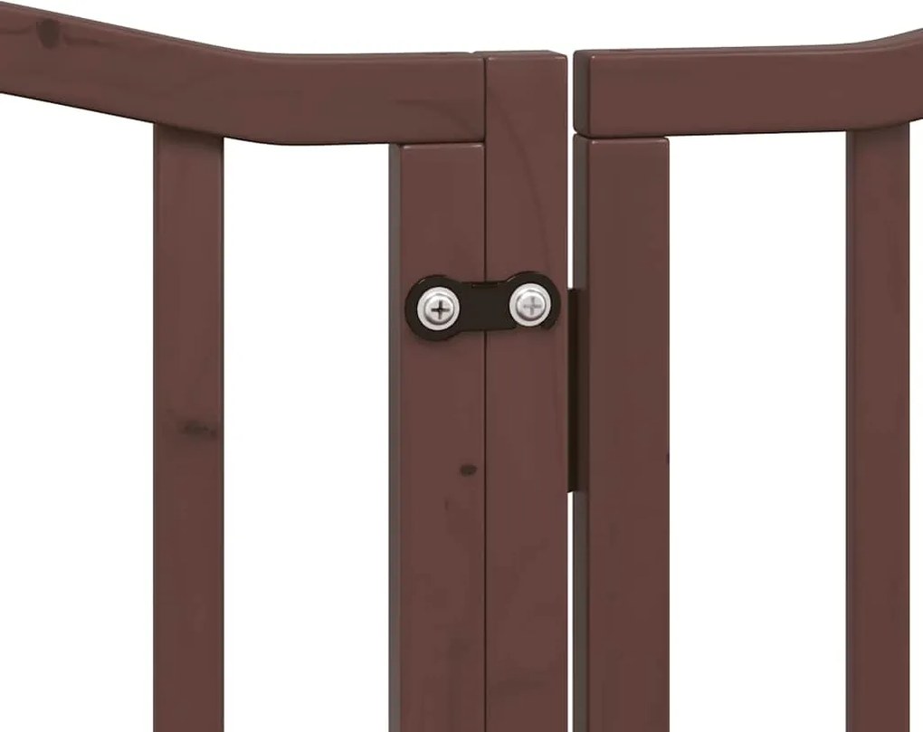 Zábrana pro psy s dvířky skládací 12 panelů hnědá 600 cm topol 3155607