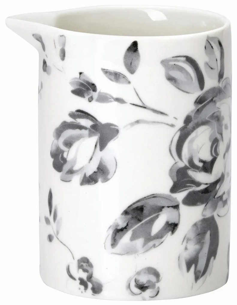 GREEN GATE Porcelánový džbánek Amanda Dark Grey 500 ml, šedá barva, bílá barva, porcelán