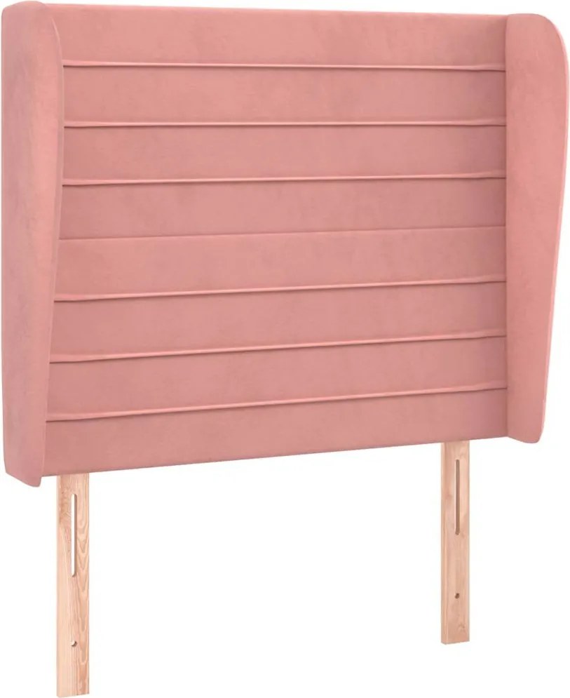 Čelo postele typu ušák růžové 83 x 23 x 118/128 cm samet 3118143
