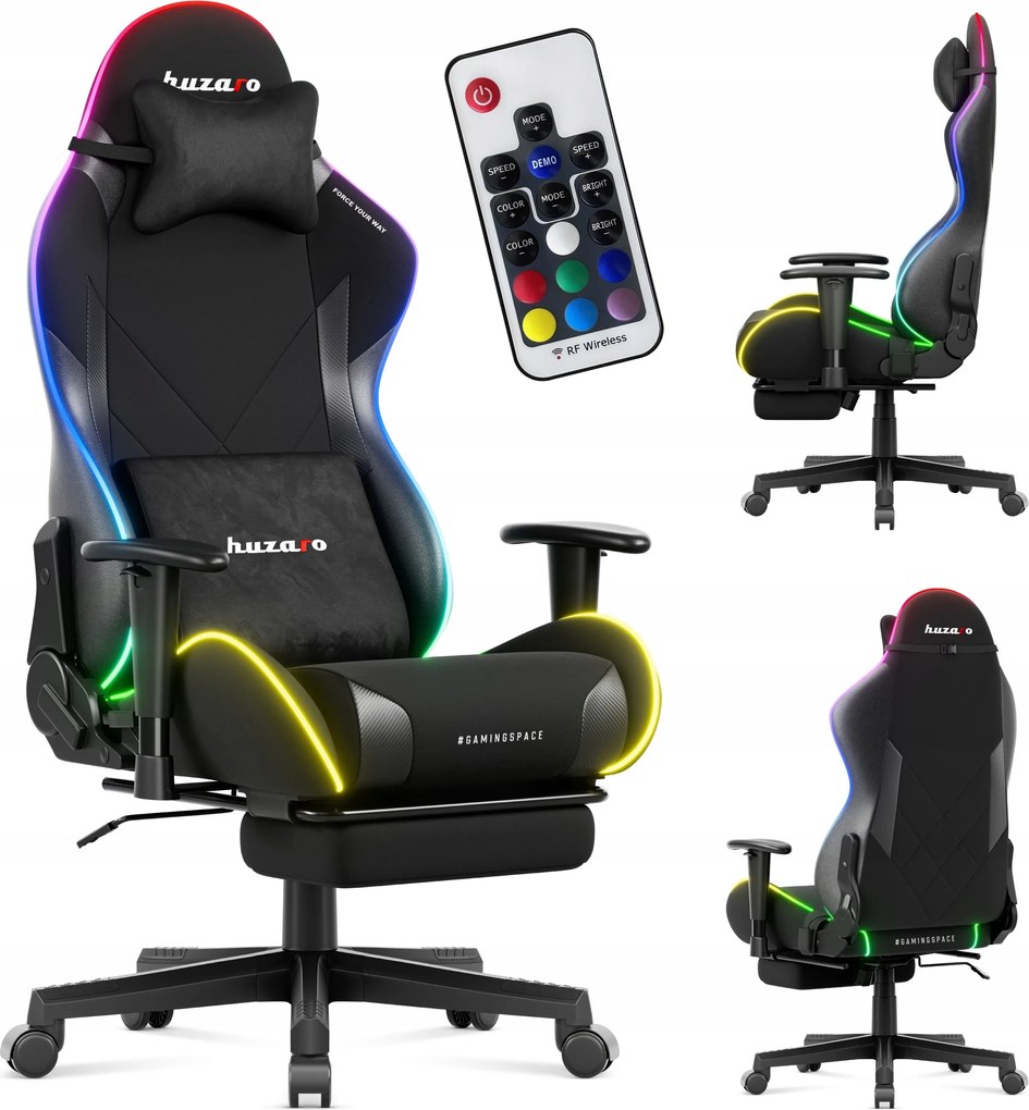 Ergonomické otočné křeslo Huzaro Force 5.7 Rgb Led S Podnožkou
