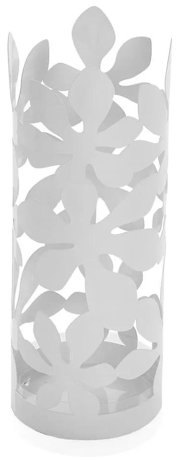 Bílý kovový stojan na deštníky Versa Flores, výška 49 cm