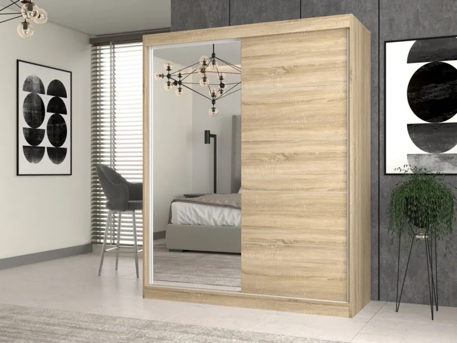 Šatní skříň se zrcadlem Iga 160 cm dub Sonoma II