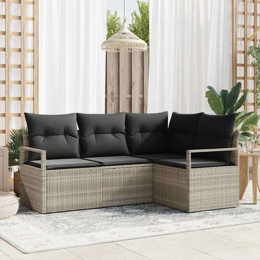 Set pohovek 4 pcs Světle šedá polyratan 3346362
