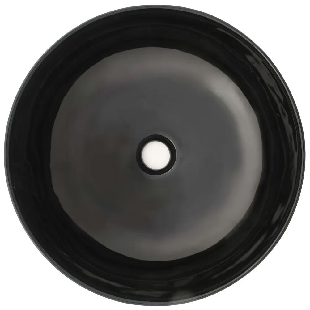 Keramické umyvadlo - kulaté - černé | 41,5x13,5 cm