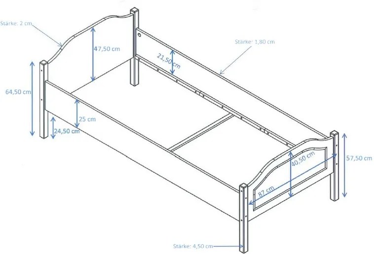 Postel Karlo 90x200 cm, bělená borovice