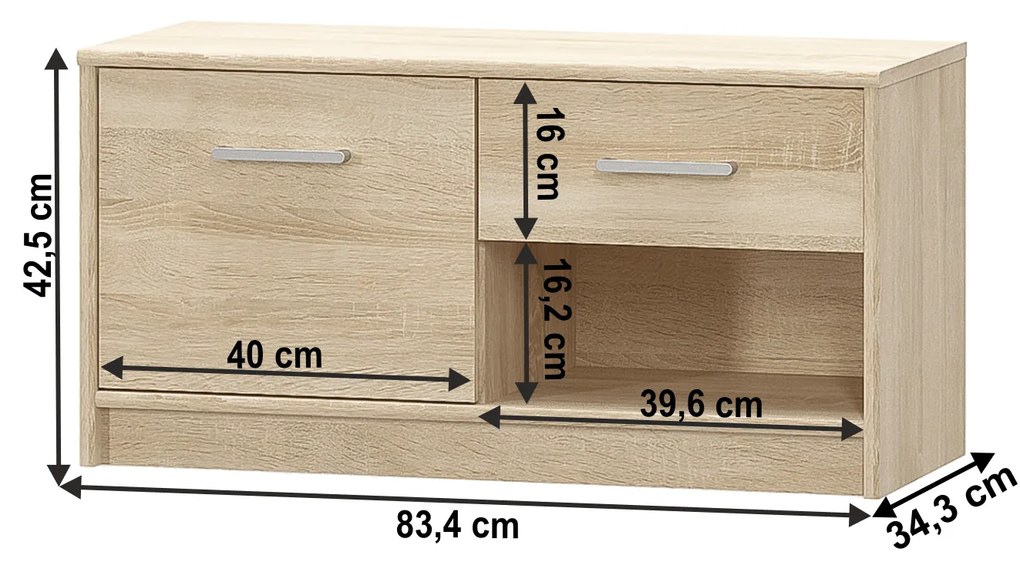 Kondela Komoda 1D1S, dub sonoma, TEYO
