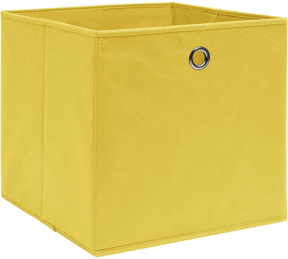 Úložné boxy 10 ks netkaná textilie 28 x 28 x 28 cm žluté 325225