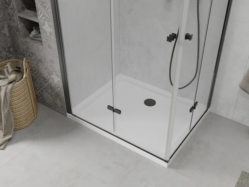 Mexen Lima Duo skládací sprchový kout 90 x 80 cm, transparentní, černá + vanička Flat - 856-090-080-70-02-4010B