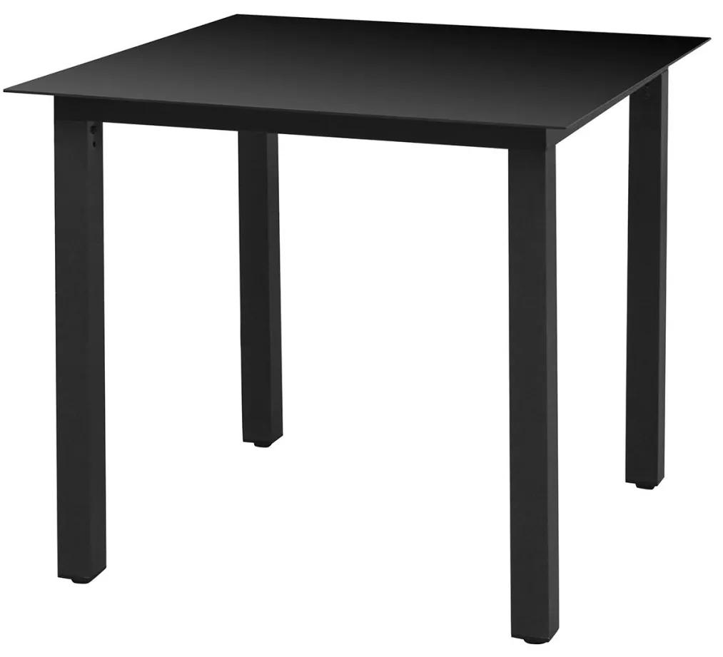 42787 vidaXL Zahradní stůl černý 80 x 80 x 74 cm hliník a sklo
