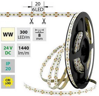 LED pásek McLED 24V teplá bílá š=8mm IP20 18W/m 300LED/m SMD2216 ML-126.736.60.0