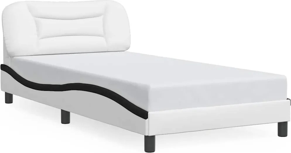 Rám postele bez matrace Hvar bílý a černý 100 x 200 cm umělá kůže 3207987