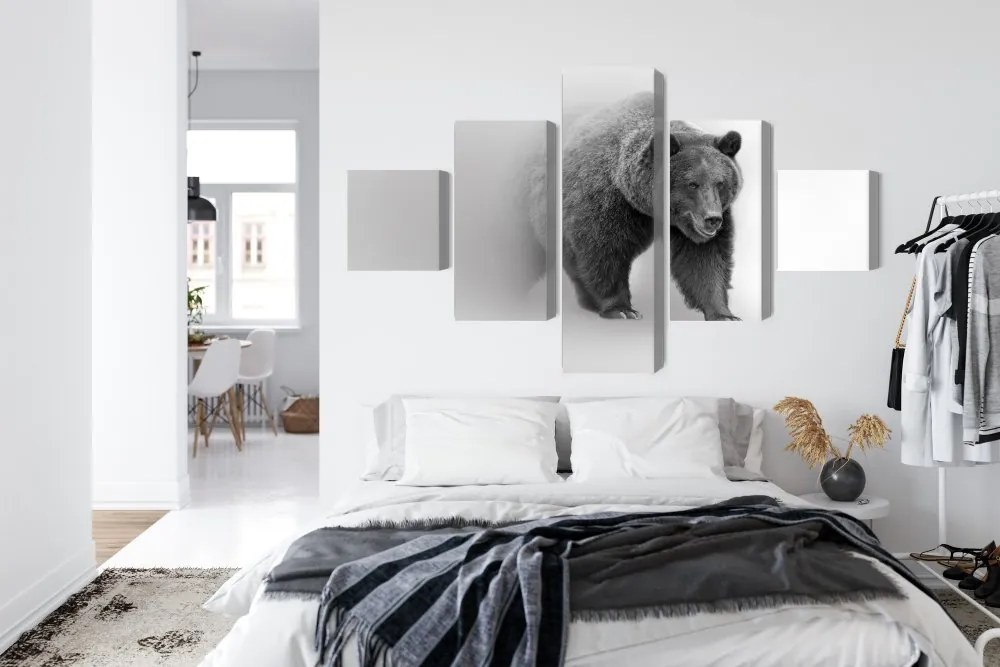 Vícedílný obraz Medvěd V Mlze 3D Nedostatek Nedostatek Plátno Canvas 150x90