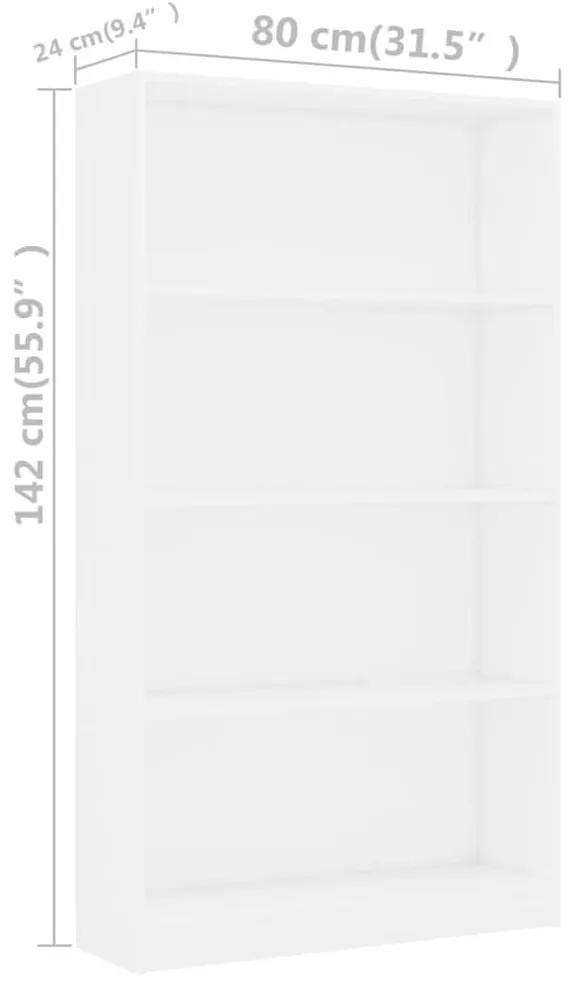 Petromila Knihovna 4 police bílá 80 x 24 x 142 cm dřevotříska