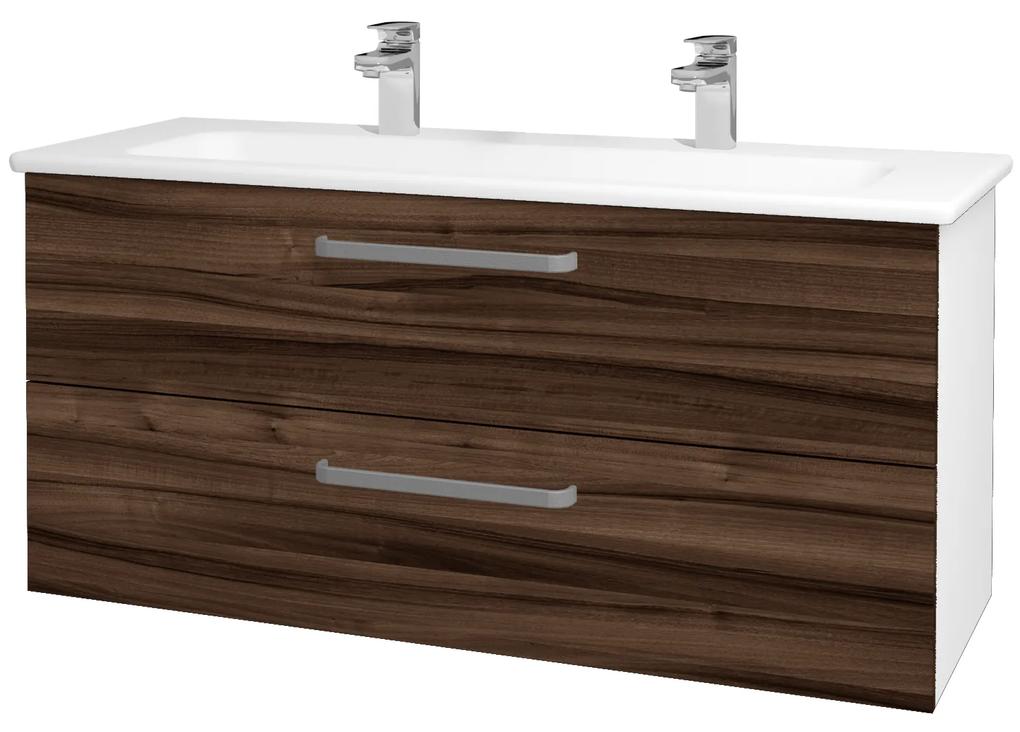 Dřevojas Koupelnová skříň GIO SZZ2 120 Varianta: N01 Bílá lesk / Úchytka T01 / D16 Beton tmavý