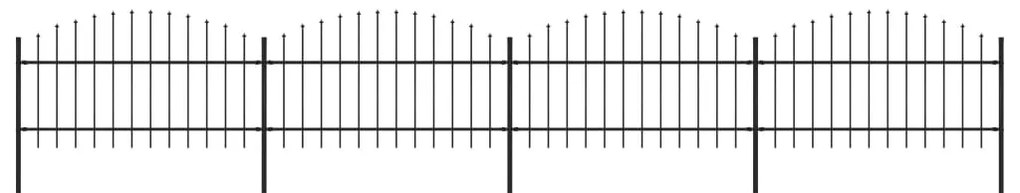 Zahradní plot s kopím nahoře ocelový 714,5 x 125 cm černý