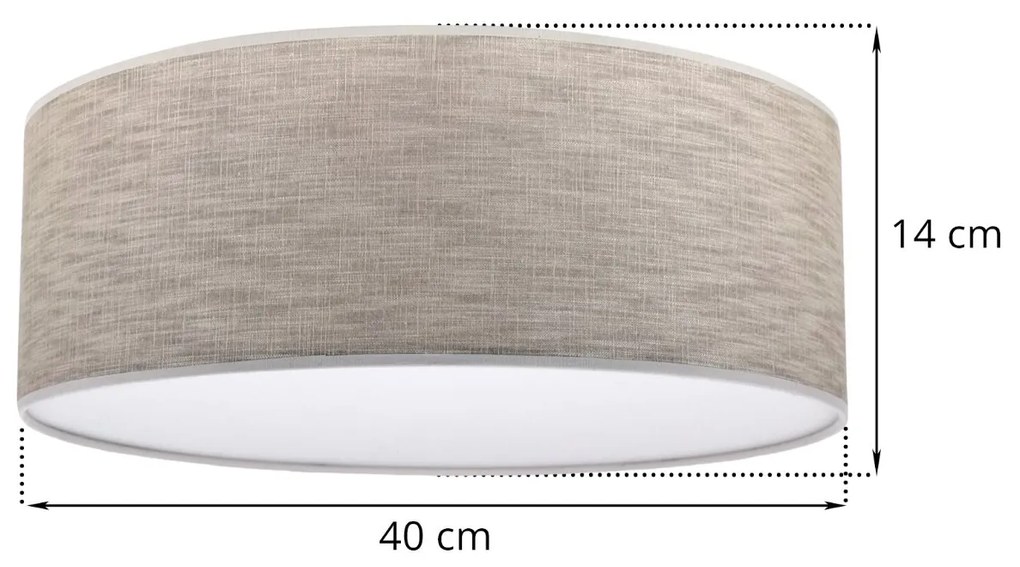 Stropní svítidlo Stone, 1x béžové textilní stínítko/bílé PVCové stínítko, (bílé plexisklo), (fi 40cm)