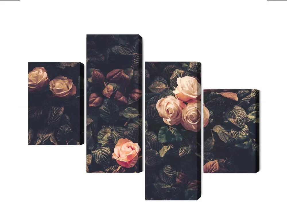 Vícedílný obraz Pastelové Růže Ve Vintage Stylu Nedostatek Nedostatek Přírodní plátno 80x50