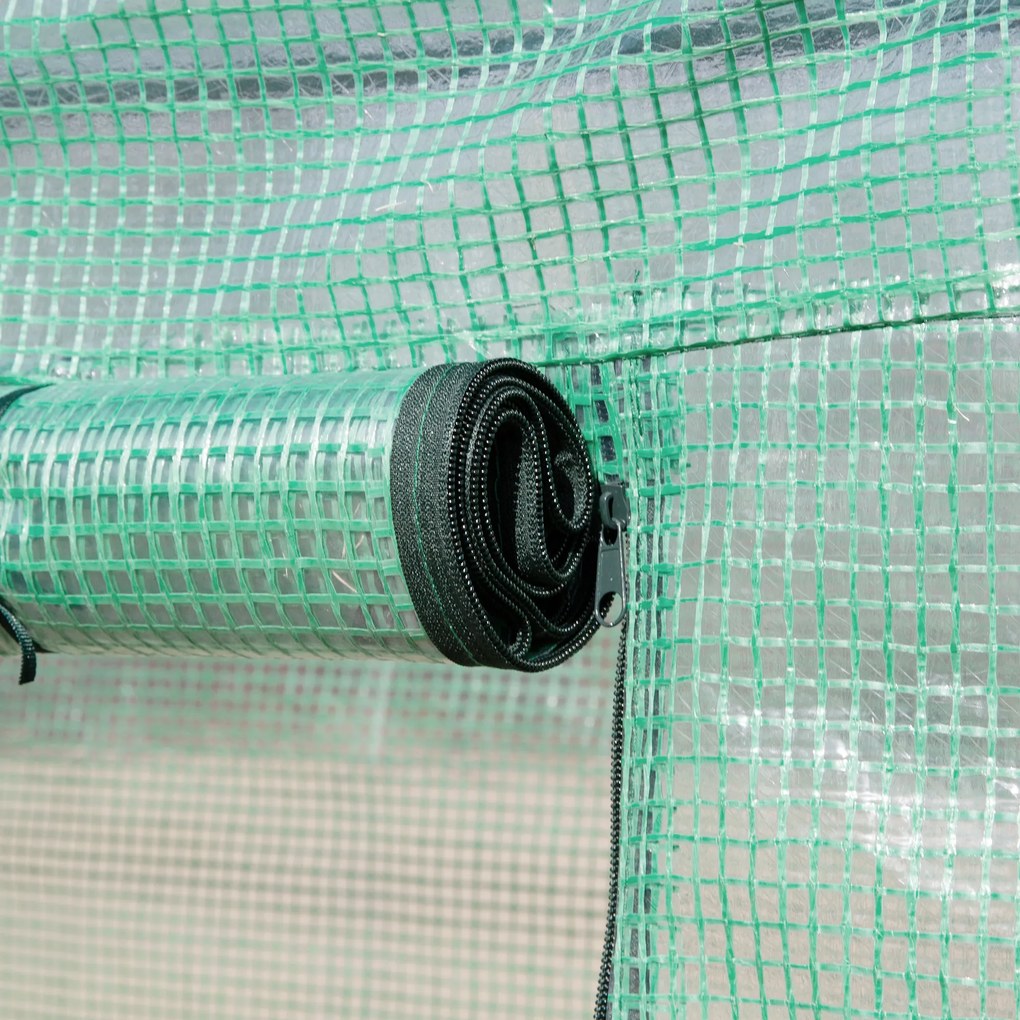 Fóliový skleník Outsunny 2,95x2x2m, tunelový, průchozí se 6 okny UV ochrana pro pěstování rostlin na zahradě