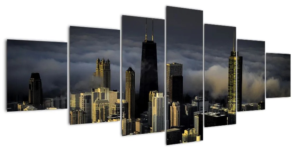 Obraz města v oblacích (210x100 cm)