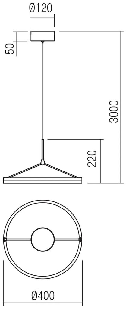 Světla a lustry REDO GROUP Redo Orbit LED světlo na lanku 01-3835 27W 3000K 40 cm černé