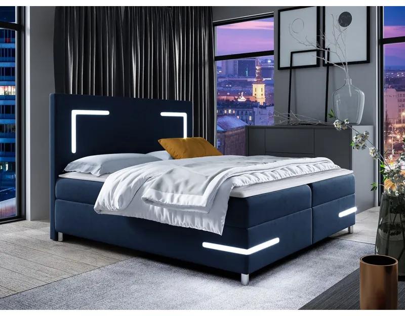 Kontinentální postel Fronasa LED, Rozměr postele: 160x200, Barva:: ekokůže Soft 017 (bílá)