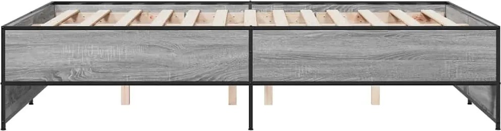 Rám postele šedý sonoma 140 x 190 cm kompozitní dřevo a kov 3279900