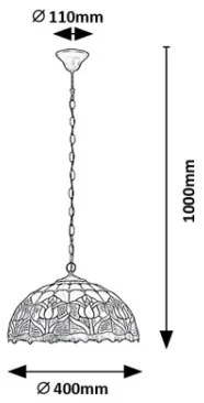 Brilagi - Tiffany vitrážový lustr na řetězu LORAS 2xE27/60W/230V