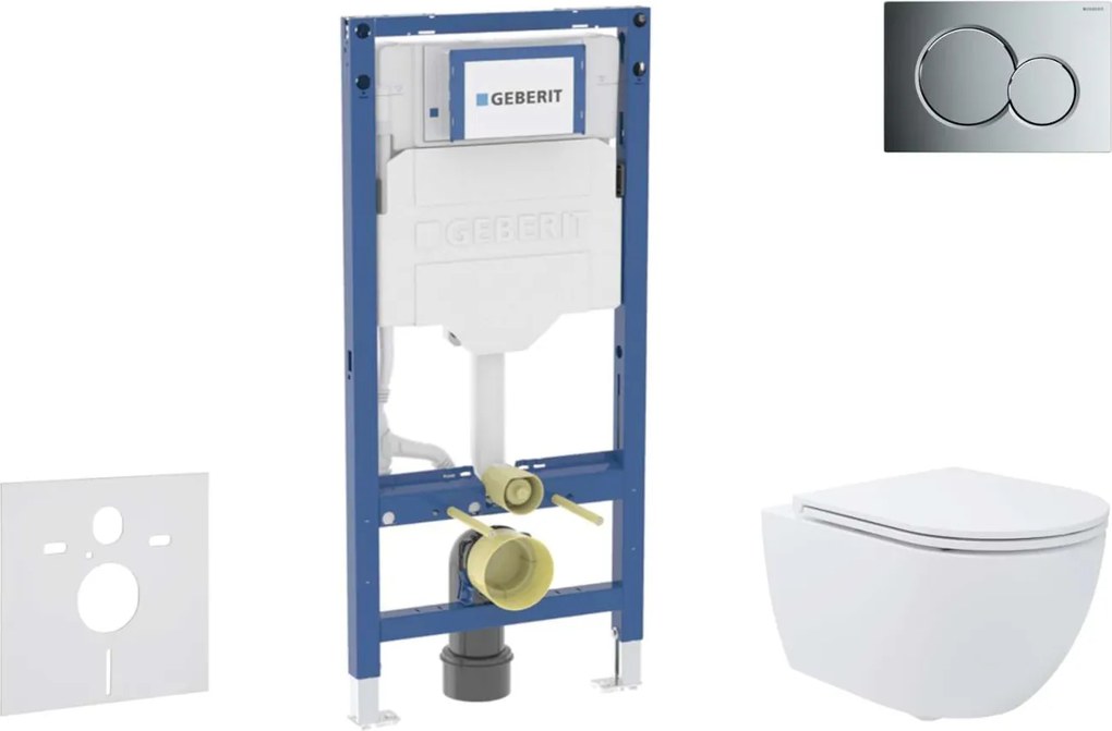 SANITINO - Set předstěnové instalace, klozetu Oudee a Slim sedátka softclose, tlačítko Sigma01, lesklý chrom SANI11CA1173