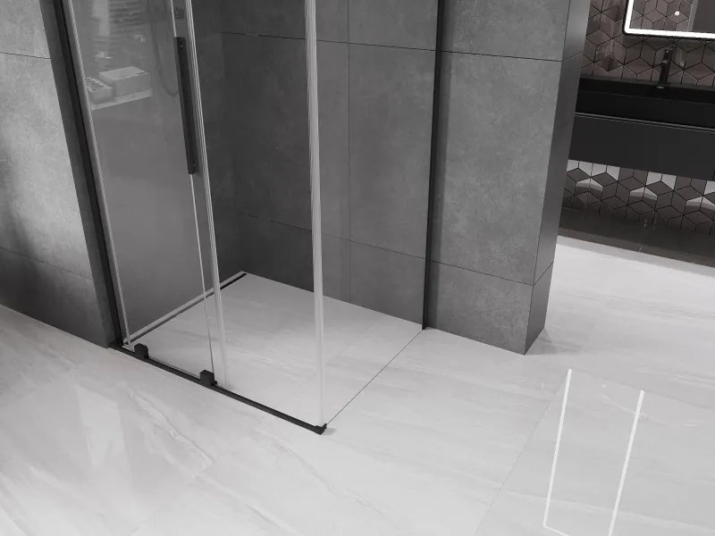 Mexen Velar L, sprchový kout s posuvnými dveřmi 100 x 80 cm, 8mm čiré sklo, černá matná, 871-100-080-03-70