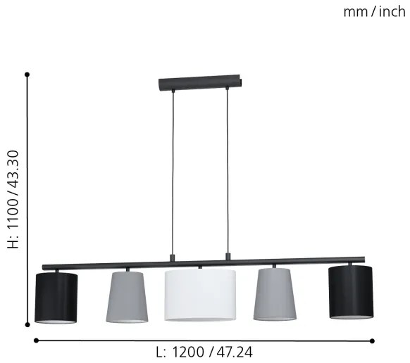 Eglo 98588 - Lustr na lanku ALMEIDA 5xE14/25W/230V