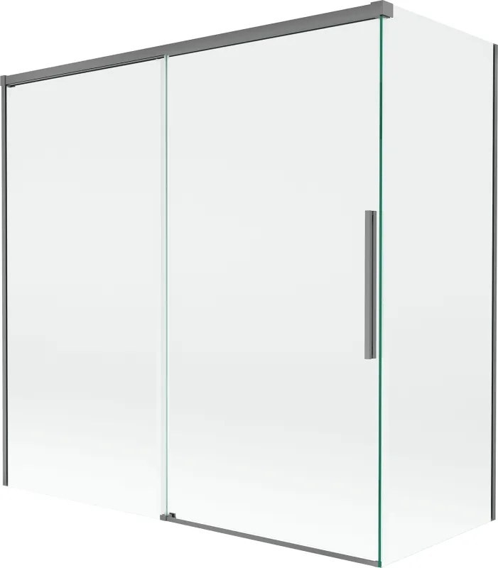 Mexen Rox, 2-křídlová posuvná vanová zástěna 160 + 70 x 150 cm, 8mm čiré sklo, grafitový profil, 8C9-160-070-95-00