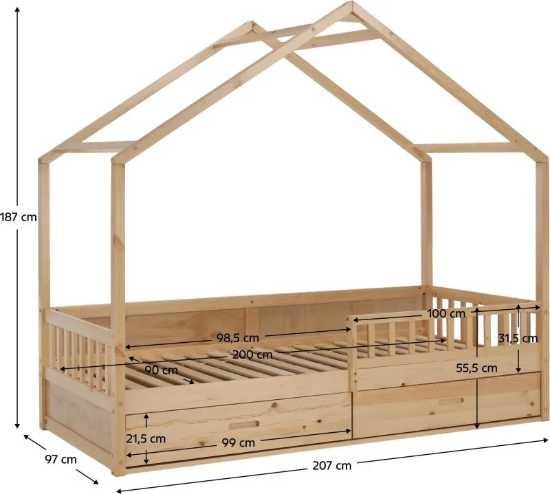 Postel Montessori BIANKA, 90x200, masiv přírodní Kondela 0000396818